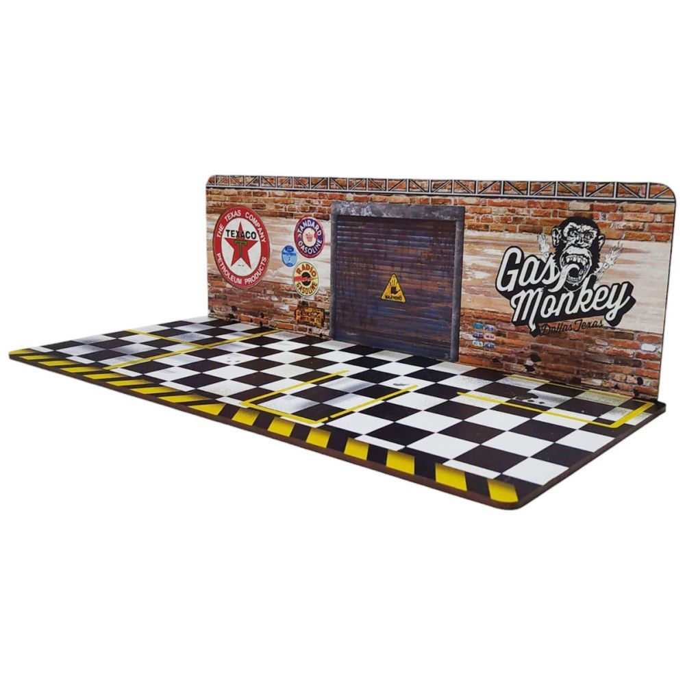 Diorama Gas Monkey Garage Linha Expo Grande 1:64 - Cast Miniaturas ...