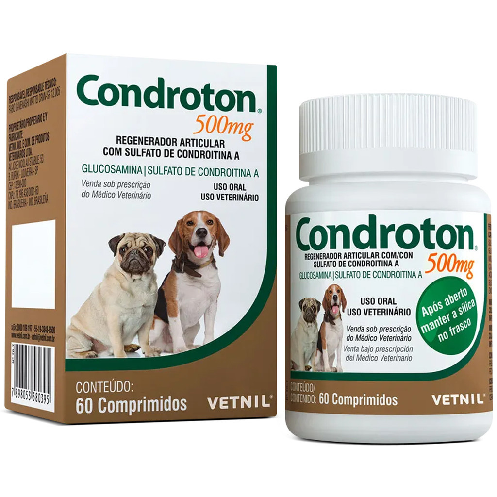 Condroton 500mg Regenerador Articular Vetnil 60 Comprimidos | Shopee Brasil
