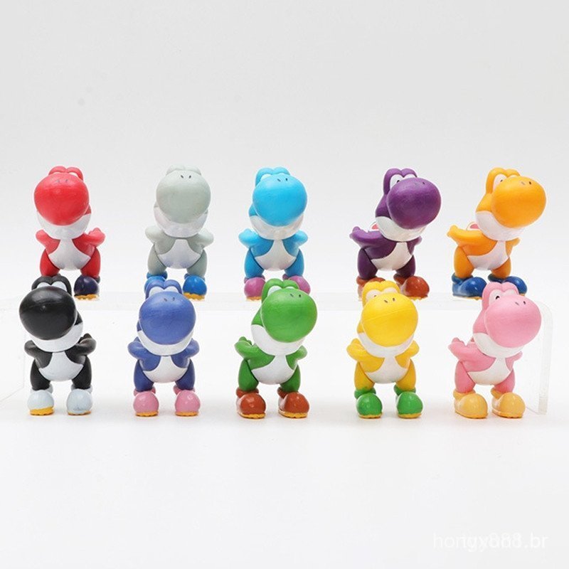 10 Pçs/Set 5cm Jogo Super Mario Bros . Yoshi Dinossauro Q Versão Mini ...