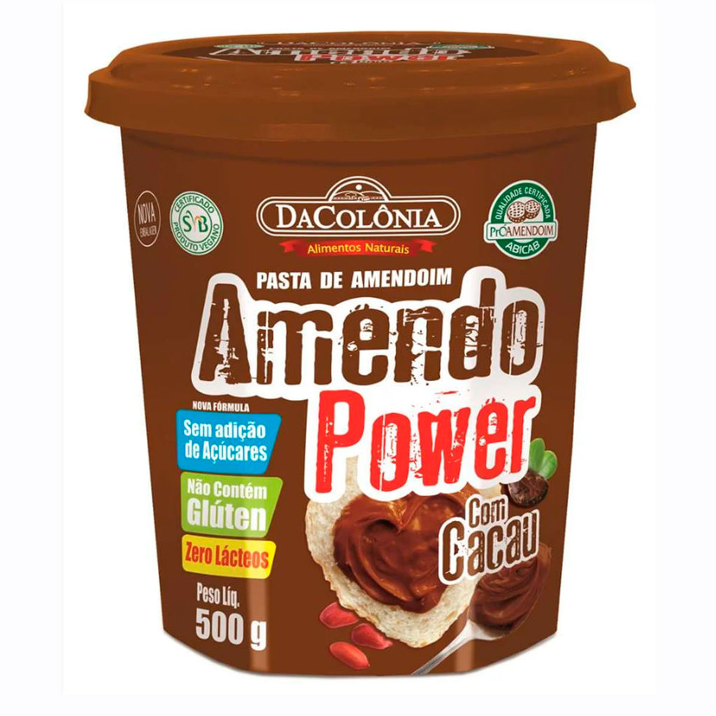 Pasta de Amendoim Amendo Power com Cacau 500g - Dacolônia | Shopee Brasil