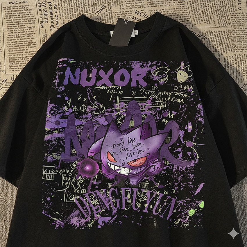 Camiseta Unissex PLUS SIZE Preta "Gengar Estilo Grafite NUXOR" Pokémon ...