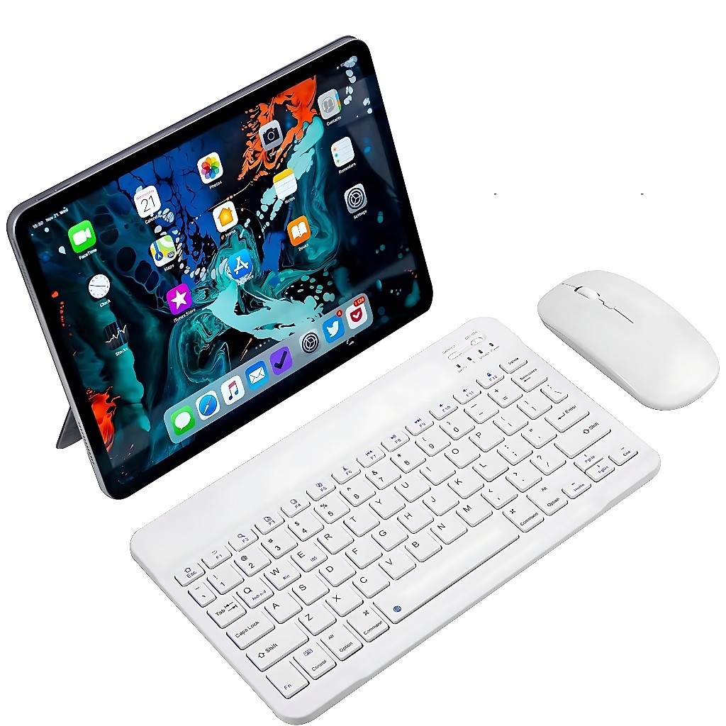 Kit Teclado e Mouse Sem Fio Bluetooth Colorido Macaron Para PC iPad ...