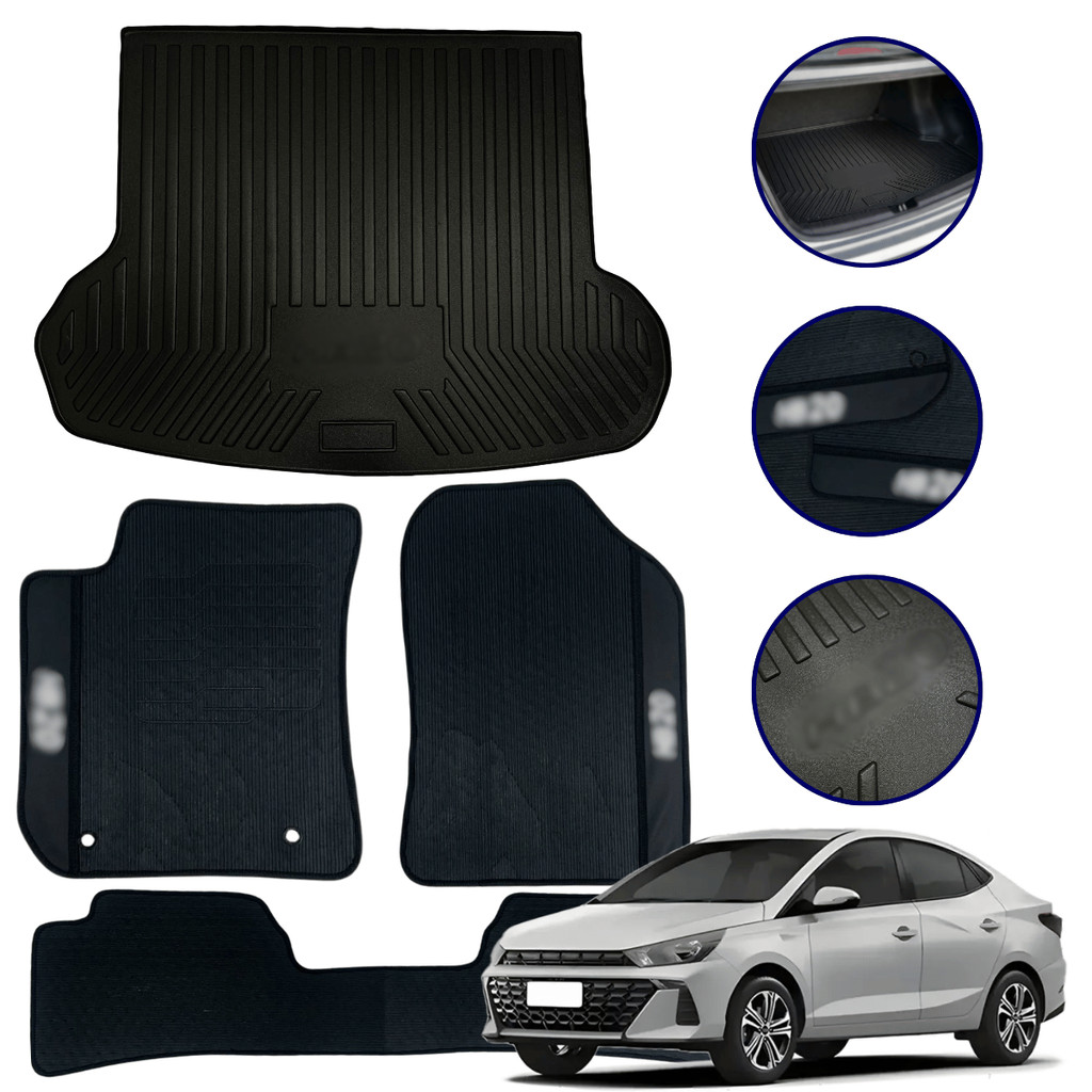 Kit Jogo de Tapete Interno + Bandeja Protetor Porta Malas Compatível ...