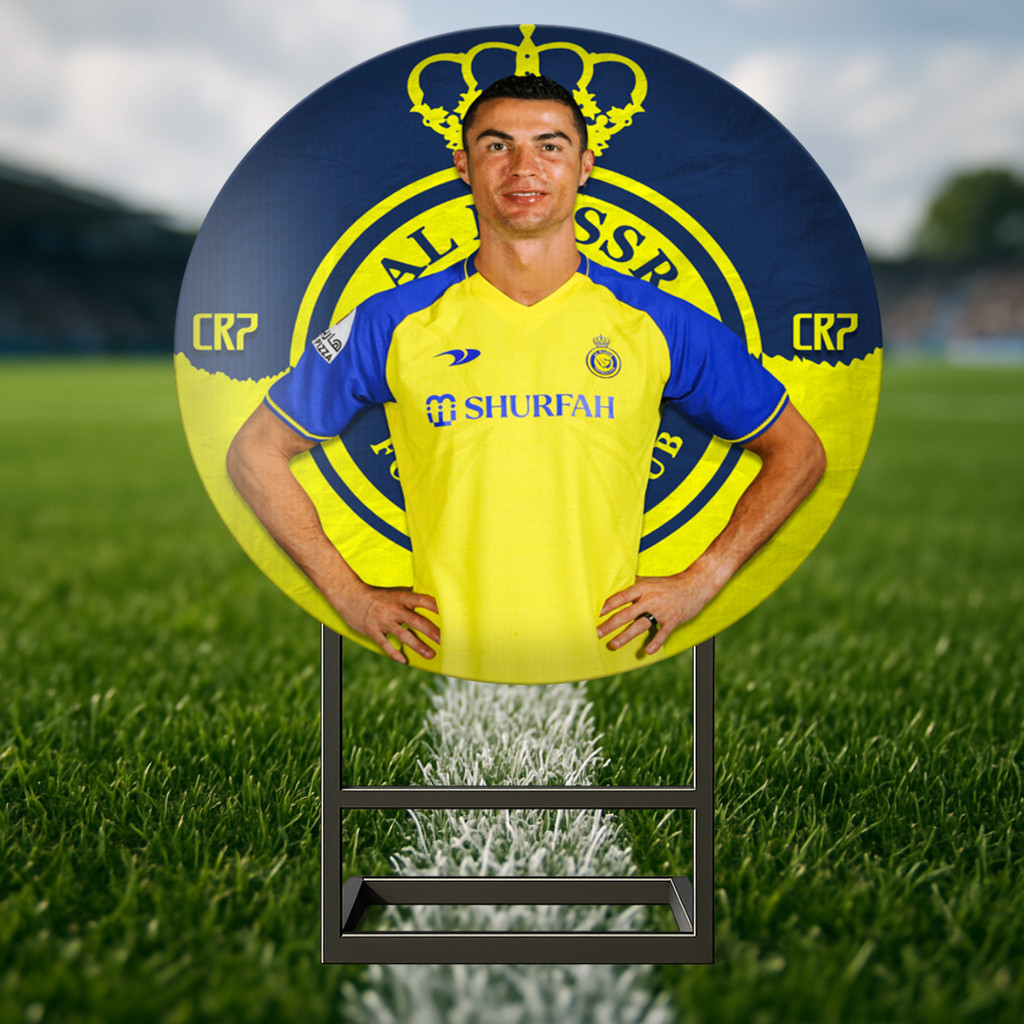 Capa Painel Redondo em Tecido Sublimado Tema Futebol Cristiano Ronaldo ...