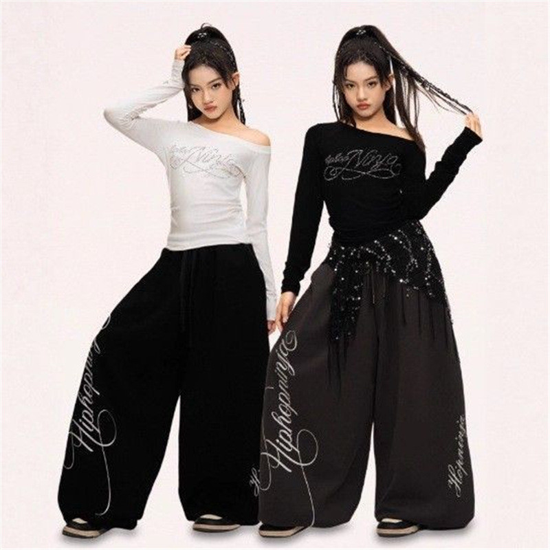 Meninas dança Jazz dança ombro oblíquo perfuração quente de manga ...