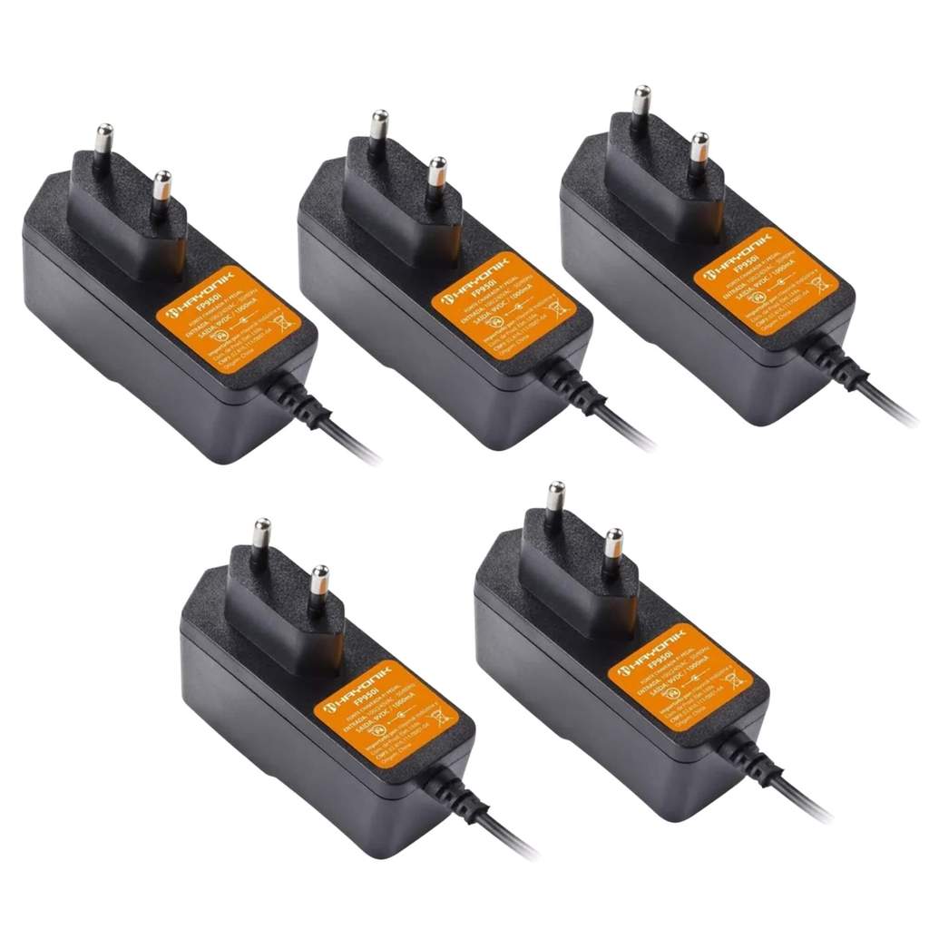 COMP Kit com 5x Fontes Chaveadas para 4 Pedais 9VDC 1A Hayonik | Shopee ...
