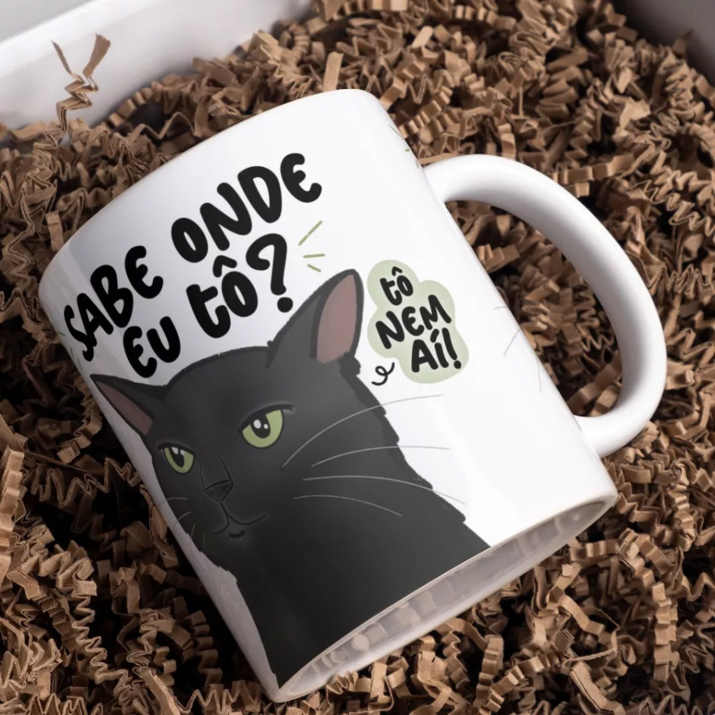Caneca sabe onde eu tô, tô nem ai, meme, caneca divertida, gatinha vivi ...