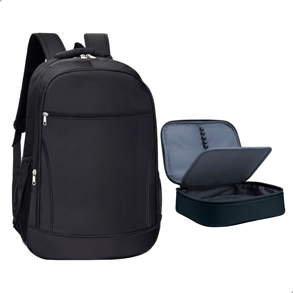 Kit Mochila Escolar Juvenil + Estojo Box 100 Pens Estruturado Porta ...