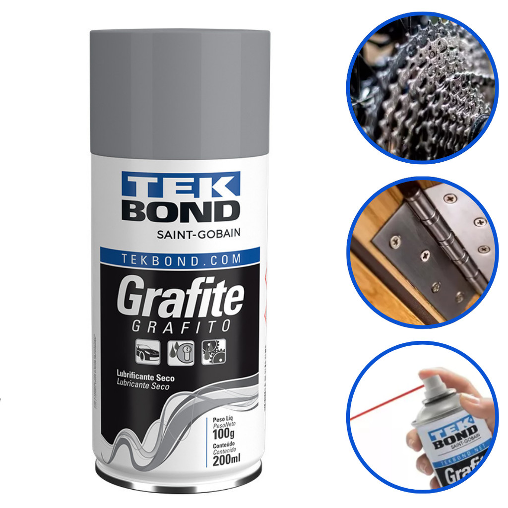 Grafite Lubrificante Spray Seco Trilho Fechadura Tekbond | Shopee Brasil