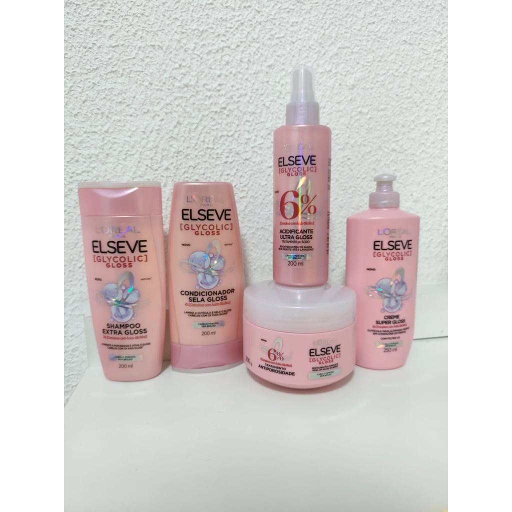 Kit 5 itens L'Oréal Paris Elseve Glycolic Gloss Tratamento Capilar ...