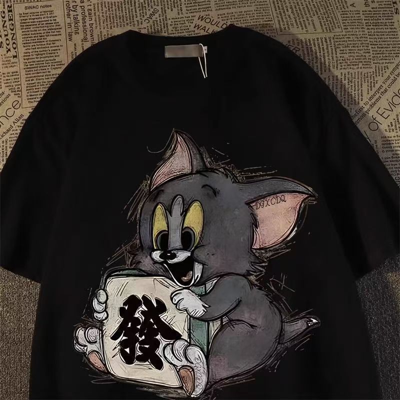 Coreia Coreia 2026 Cartoon Estilo Americano 2025 Casual Retro Tom Print ...