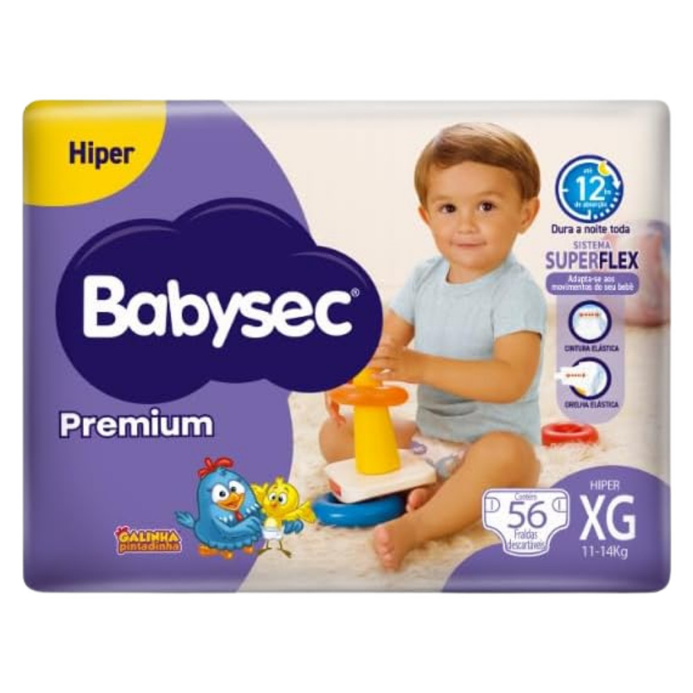 Fralda Infantil BabySec Premium Hiper XG Galinha Pintadinha 56un ...