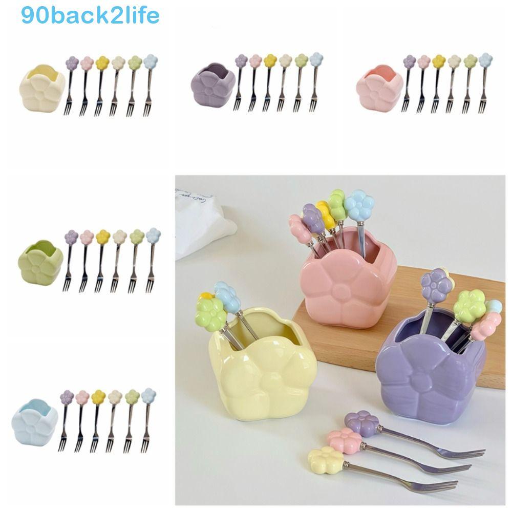 Conjunto De Garfo De Frutas De Flores BRBLIFE , Frasco De Recibo De ...