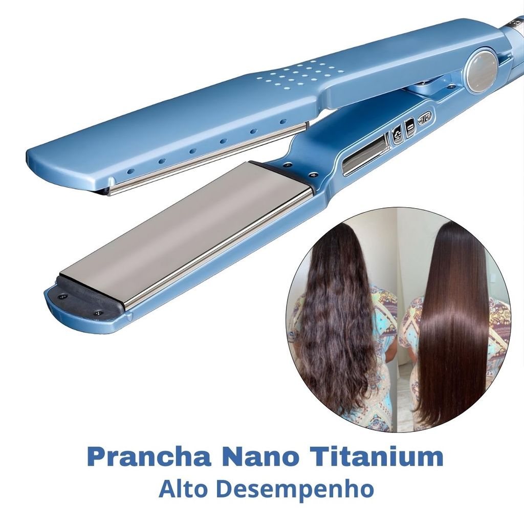 Prancha Chapinha Íon Alisadora de Cabelos Profissional Nano Titanium ...