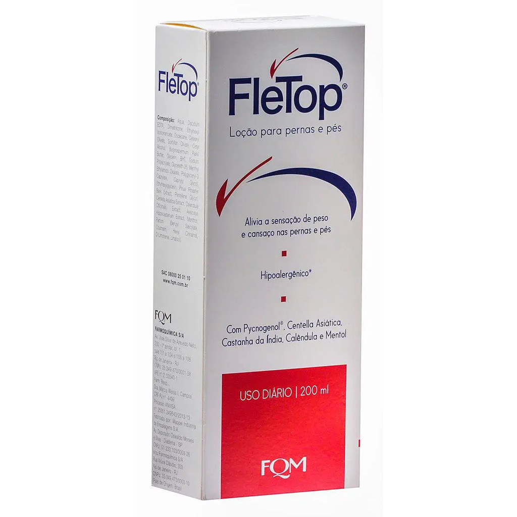 Fletop 200ml Loção Refrescante para Pernas e Pés Sensação de Conforto ...