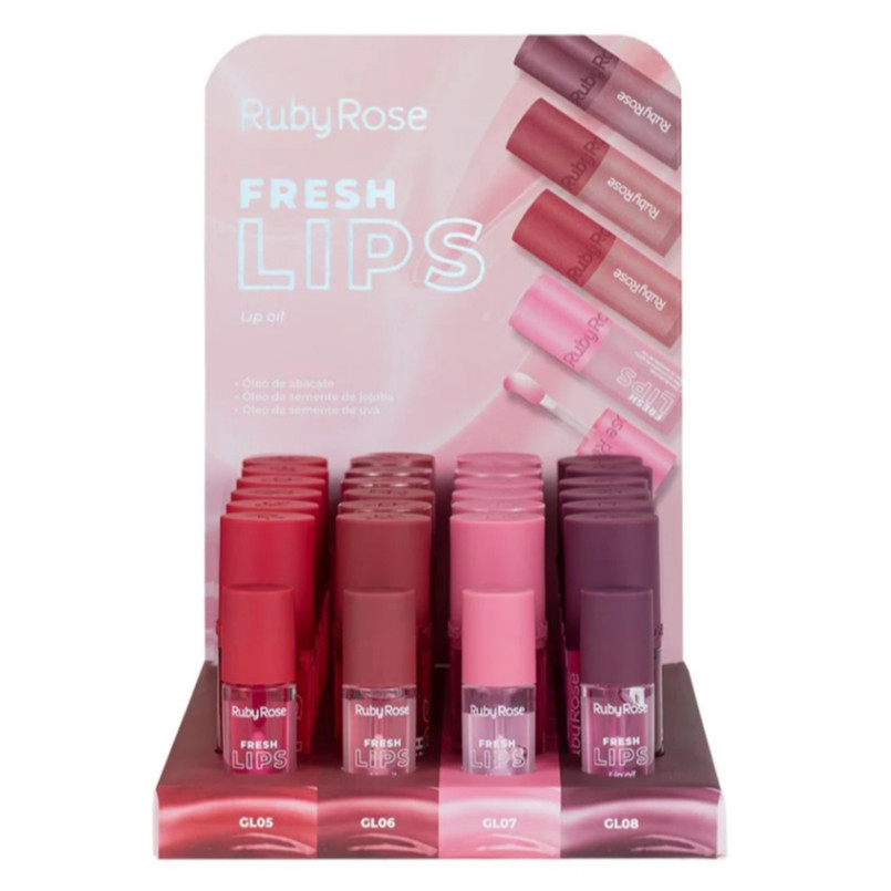 Box C/24 Lip Oil Fresh Lips ruby rose Hbl6526-G2 | Shopee Brasil