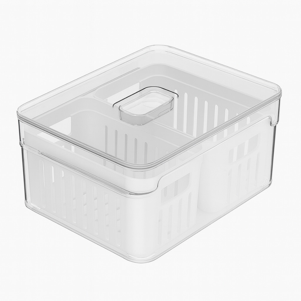 Pote Organizador de Geladeira Clear Fresh 2,2L Com 2 Cestos Para ...