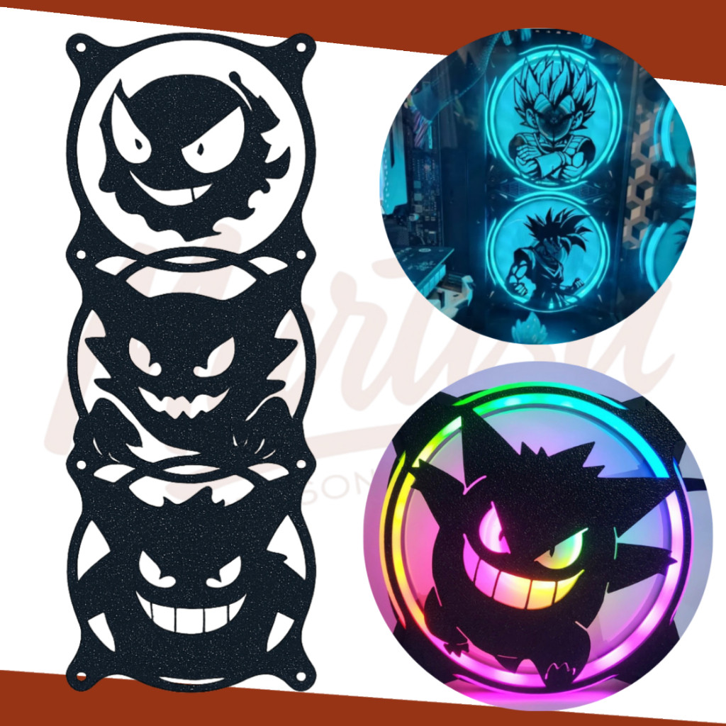 KIT 3 GRADES GRELHAS PARA COOLER FAN 120MM X 120MM POKEMON GASTLY ...