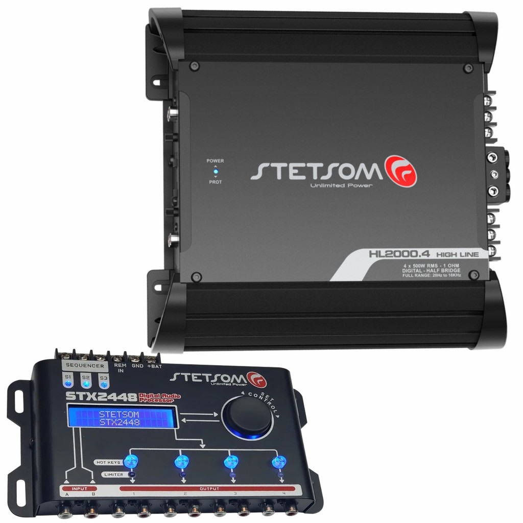Kit Módulo Amplificador Stetsom HL2000.4 2000W 1 Ohm + Processador de ...