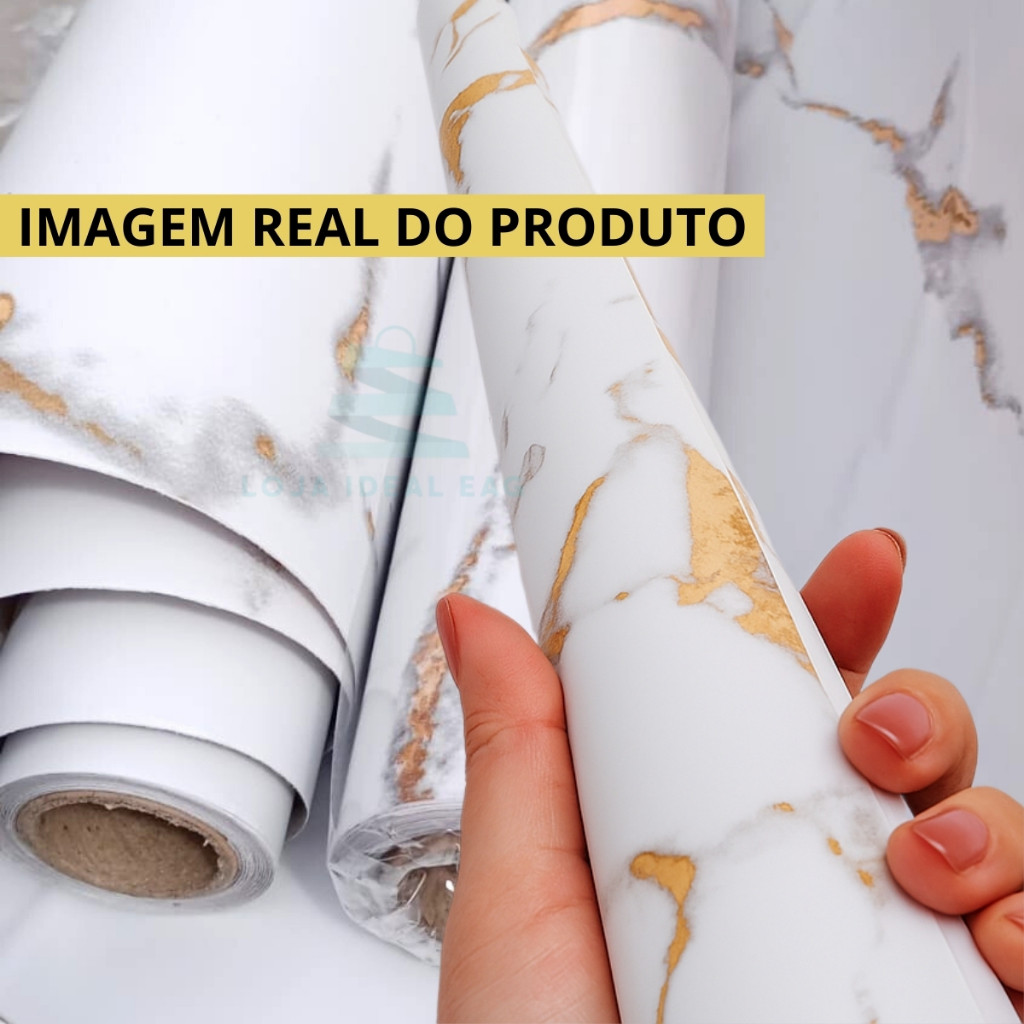 Papel de Parede Mármore Dourado Autocolante para Móveis Cozinha Parede ...