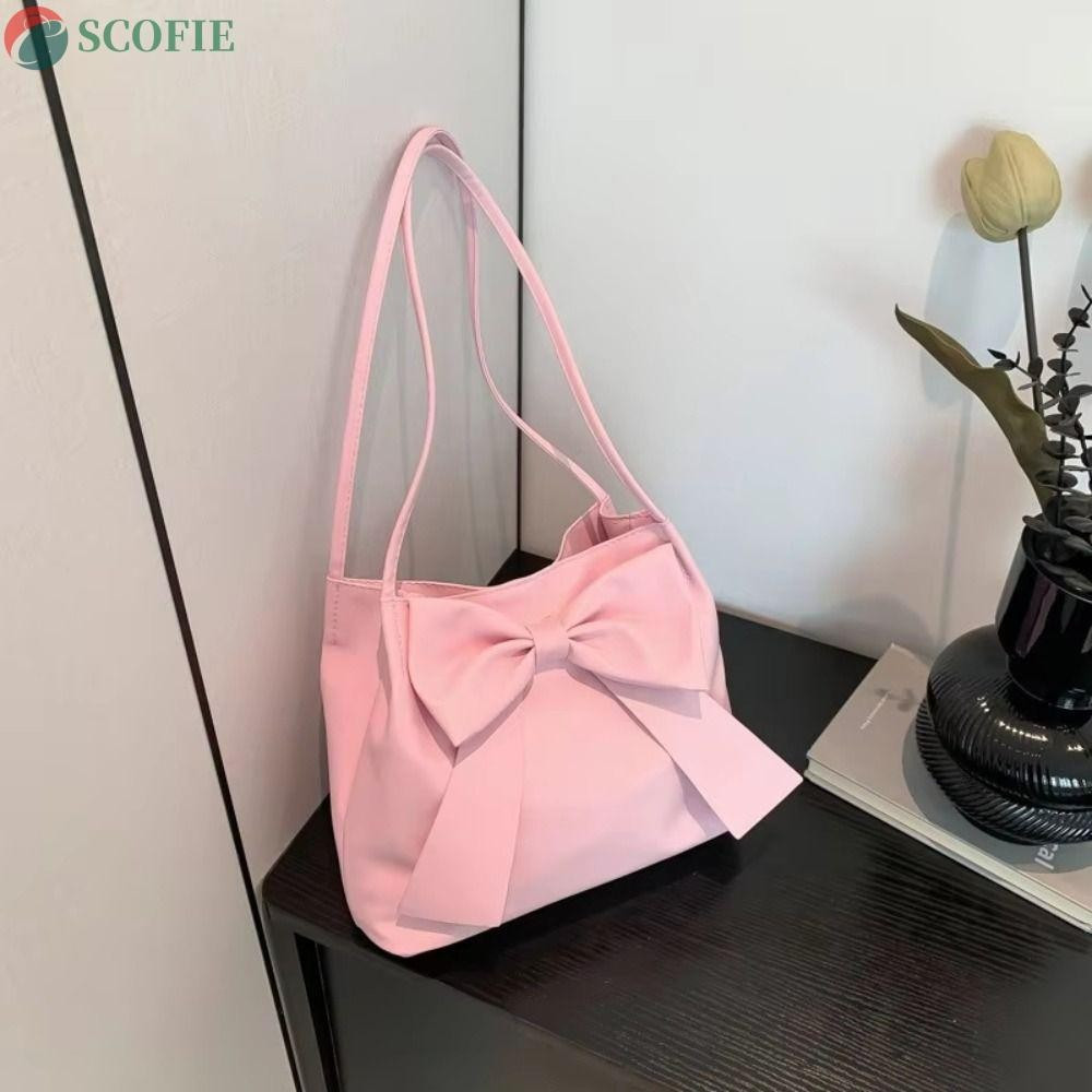 SCOFIE INS Tote Bag , Estilo Coreano Cor Sólida PU Arco Bolsa De Ombro ...