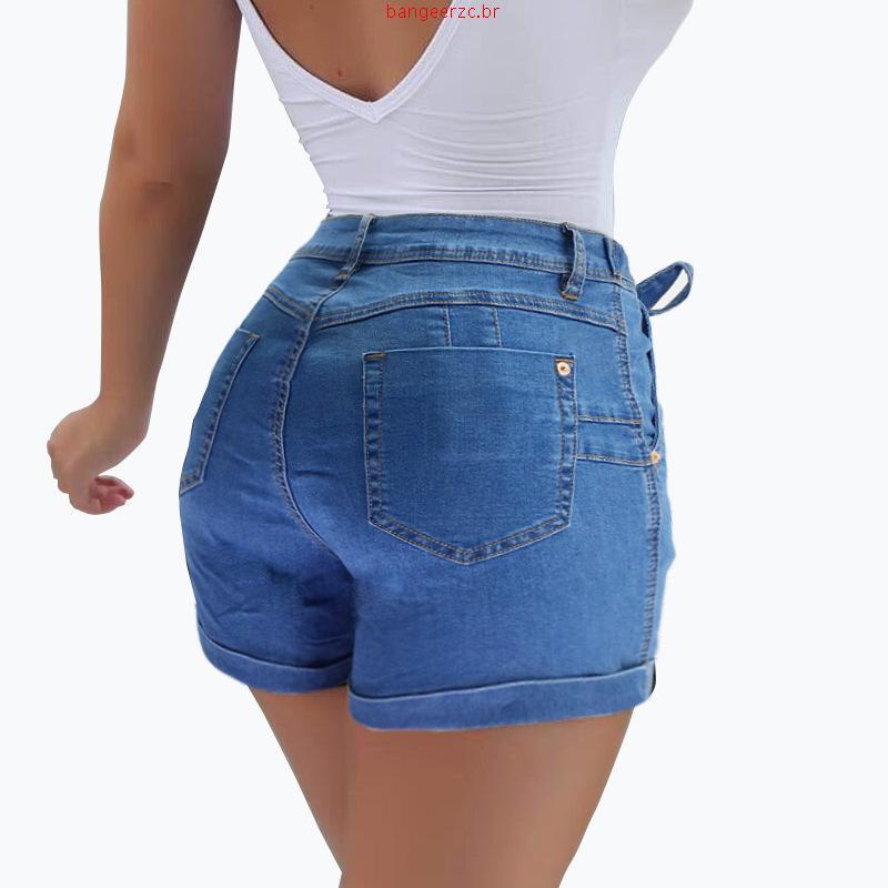 Kit 4 Bermuda Curta Jeans Feminino Plus Size Lycra | Shopee Brasil