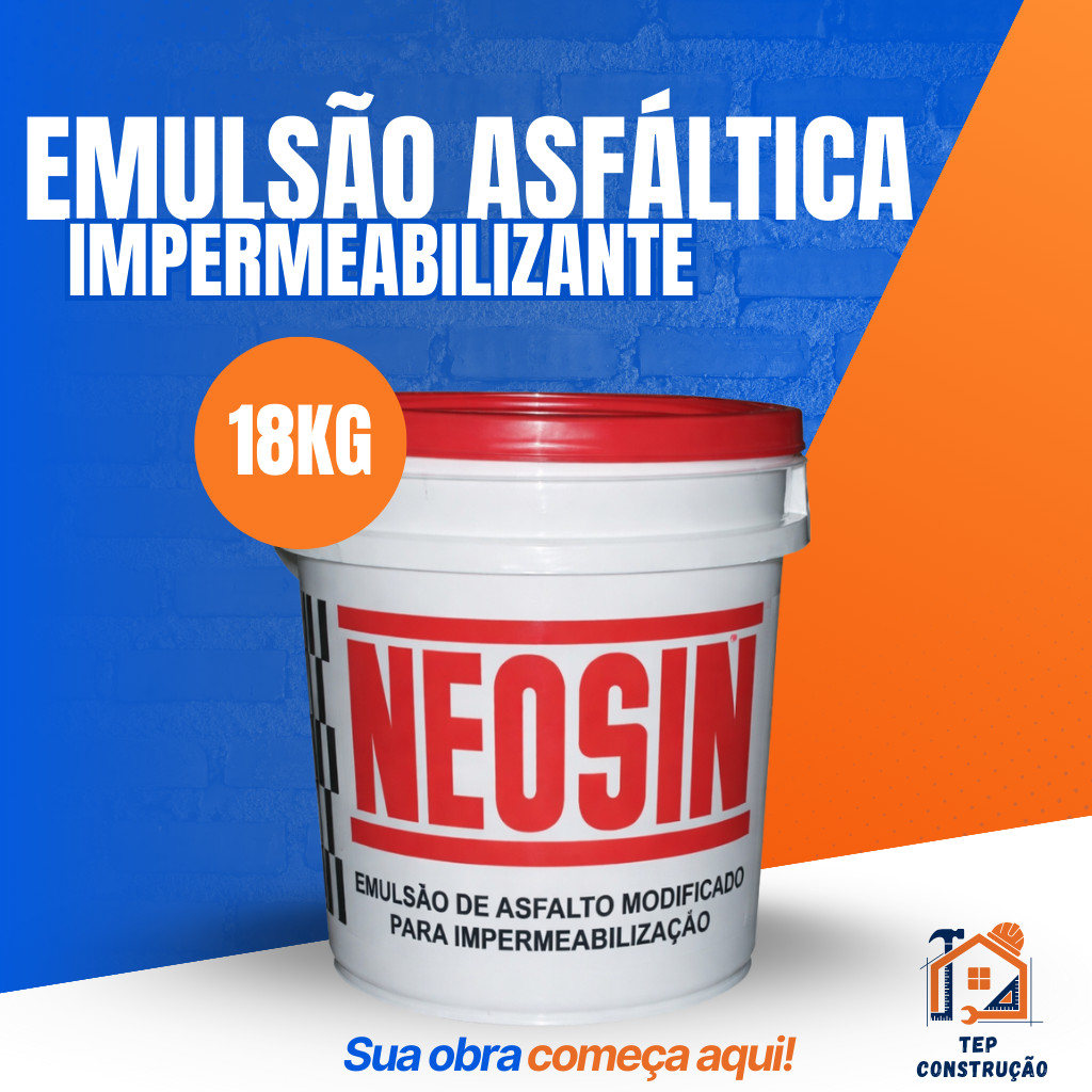 Neosin Emulsão Asfáltica 18kg Impermeabilizante Preto Balde Galão ...