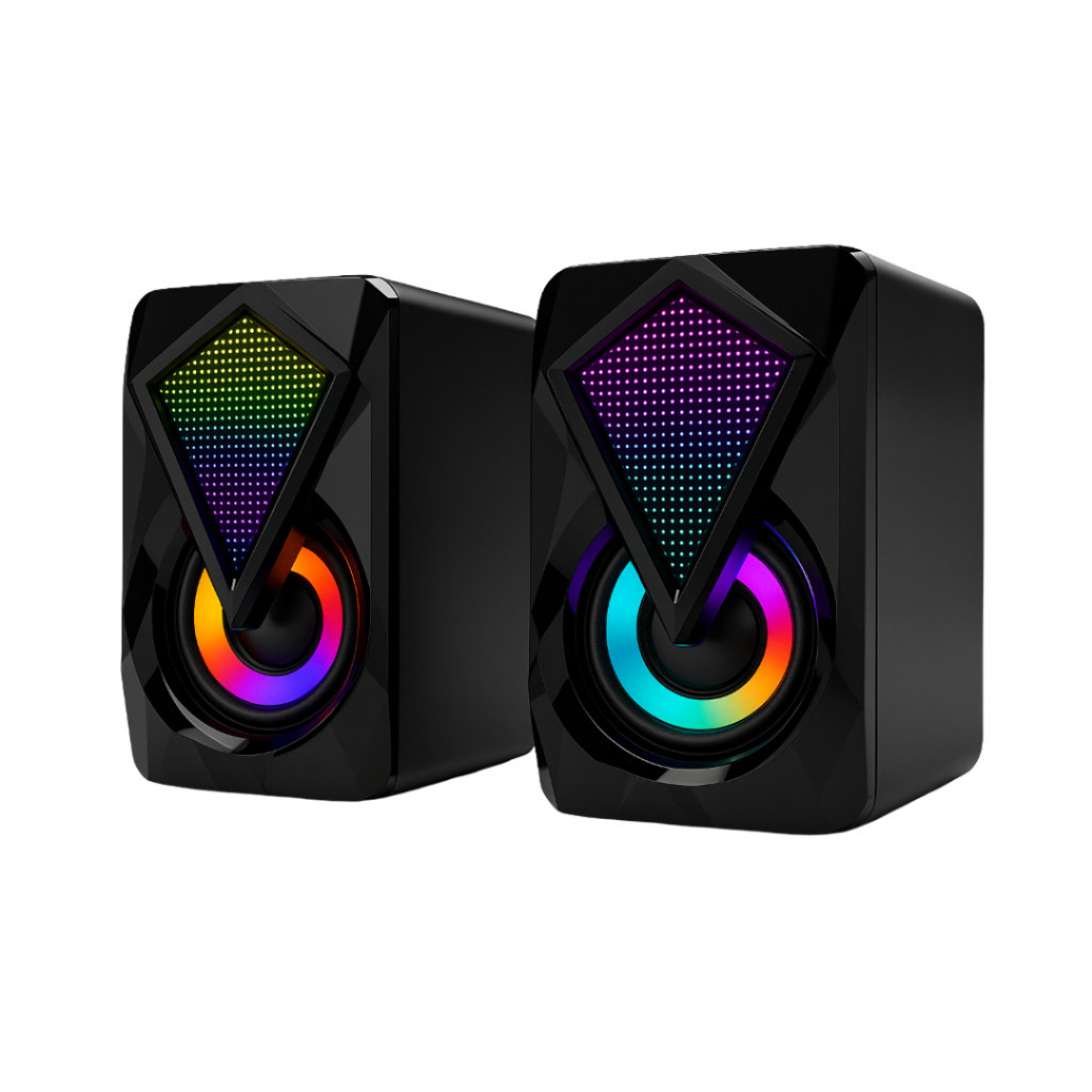 Caixa de Som Gamer RGB 6W Estéreo com Fio USB P2 LED para PC e Notebook ...