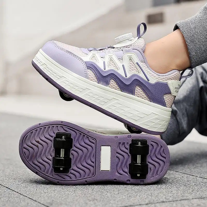 Tênis para Adolescentes, Sapatos de Quatro Rodas, Patins de Rodas Não ...