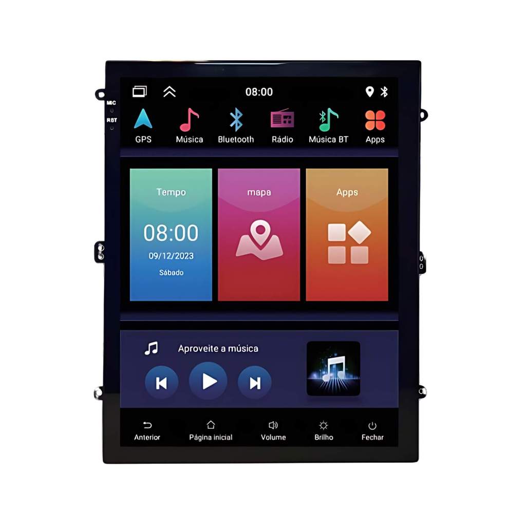 Multimídia Tesla 9,7" Full Touch 2+32 GB Android 13 Função CarPlay ...