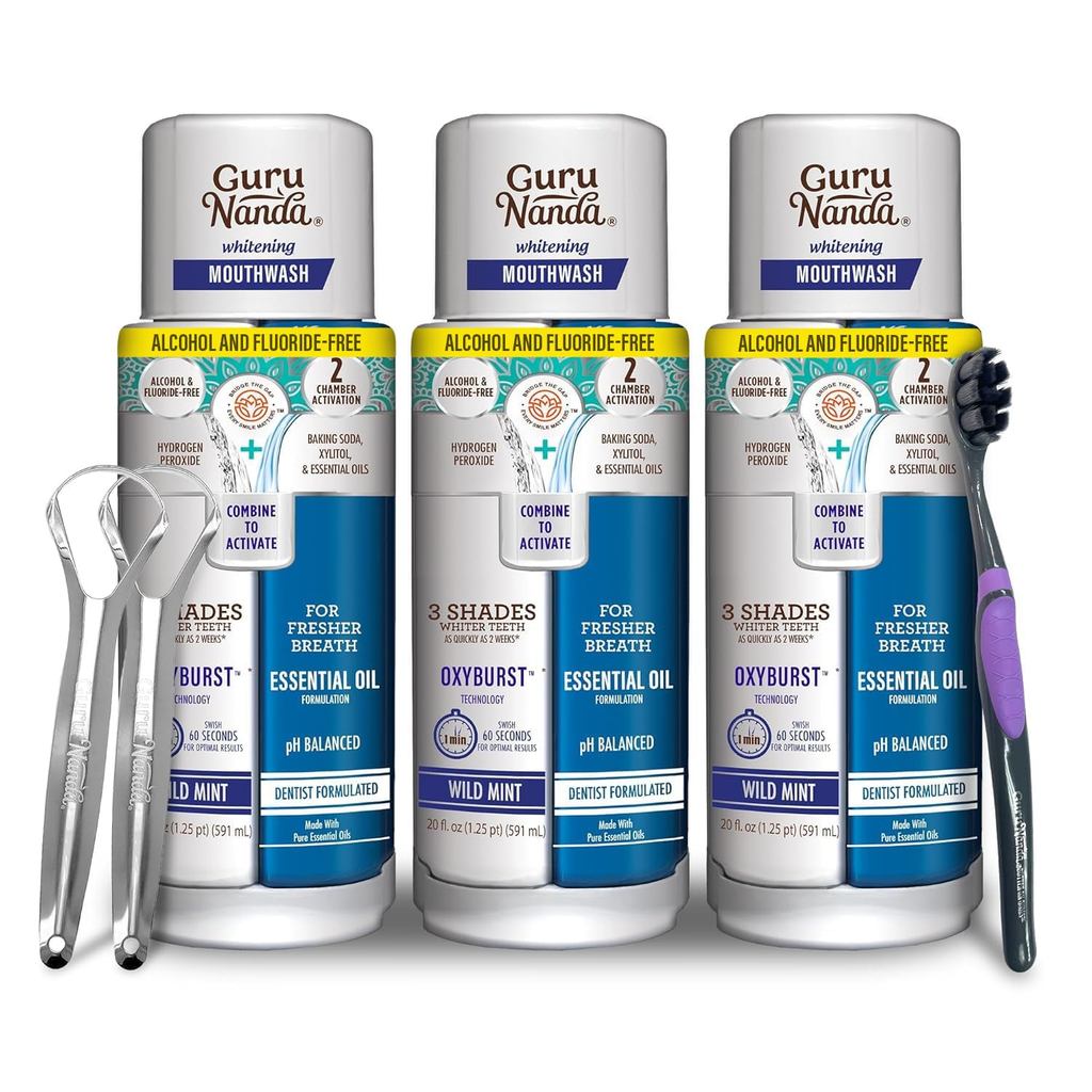 GuruNanda Teeth Dual Barrel Oxyburst Colutório-Sem Álcool E Flúor ...