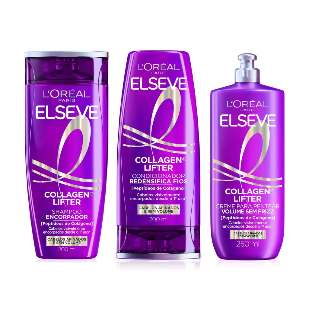 SHAMPOO + COND + CR PENTEAR ELSEVE COLÁGENO LIFTER | Shopee Brasil