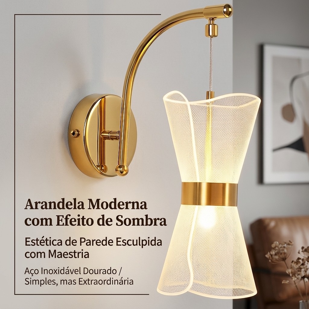 Arandela De Parede Led Moderna Dourada 3 Cores 8w Bivolt | Shopee Brasil