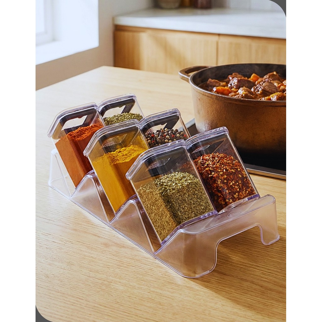 Conjunto Porta-Condimentos Hermético Plasútil Cristal Base Modular 7 ...