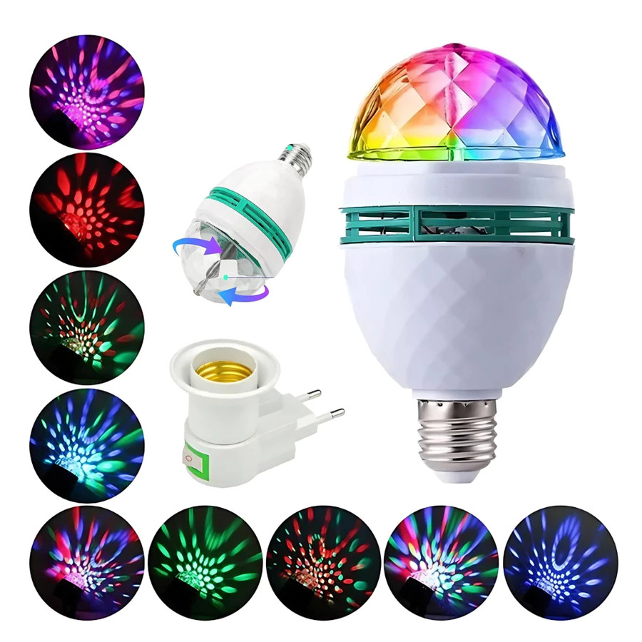 Lâmpada Globo com Bocal Led Kit 5 Colorido RGB Giratório Para Festa ...