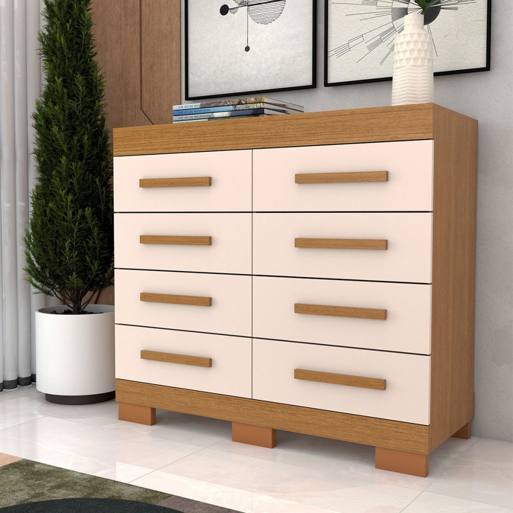Cômoda Milano 8 Gavetas 100% Mdf - Panorama Móveis | Shopee Brasil