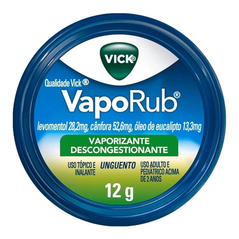 Vick Vaporub pomada, 12g Vaporizante Descongestionante Alívio da Gripe ...