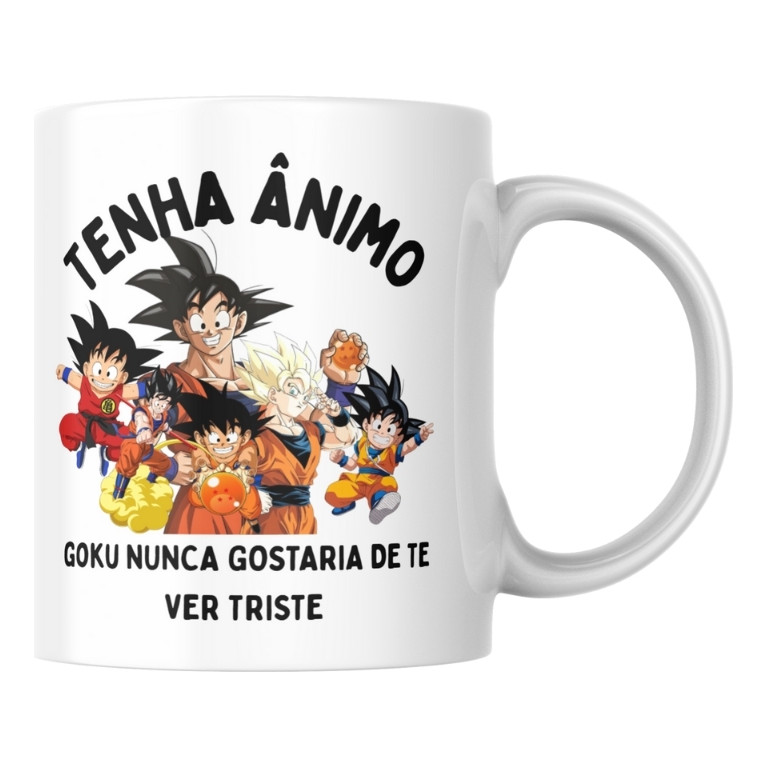 Caneca Goku Nunca Gostaria De Te Ver Triste Meme Branco Goku | Shopee ...