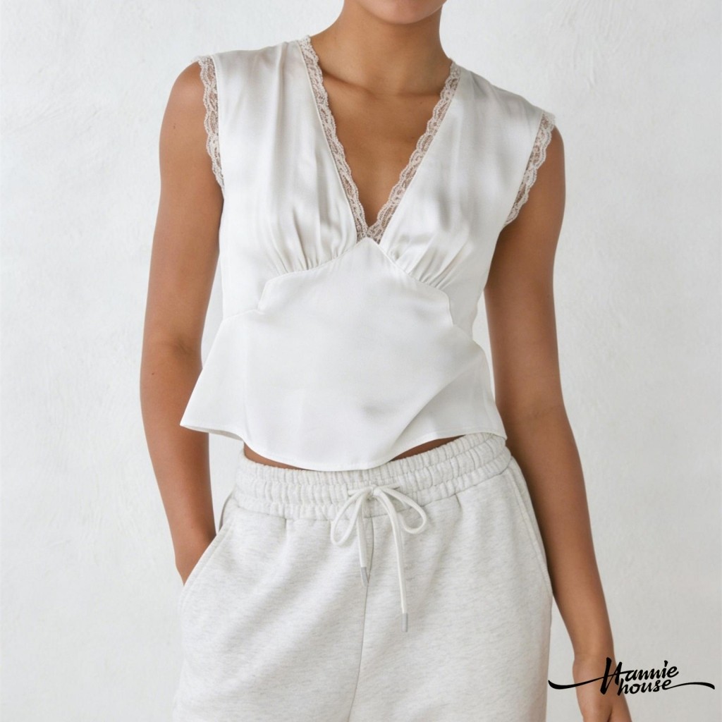 HANNIE House – Colete Feminino De Cetim Elegante Com Decote Em V Aberto ...