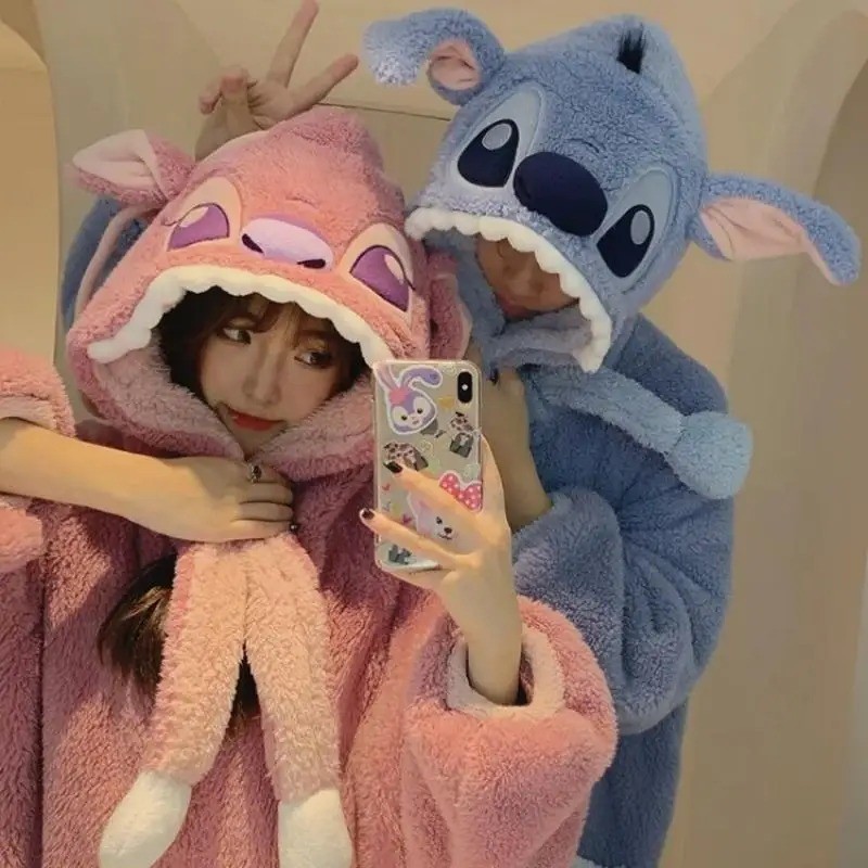 Novo Pijama Ponto Azul/Rosa Inverno Veludo E Espessamento Coral Macacão ...