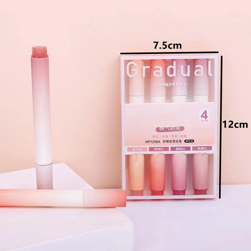 4 Pçs / Conjunto Marcadors Gradient Highlighter Coral Vermelho Marcador ...