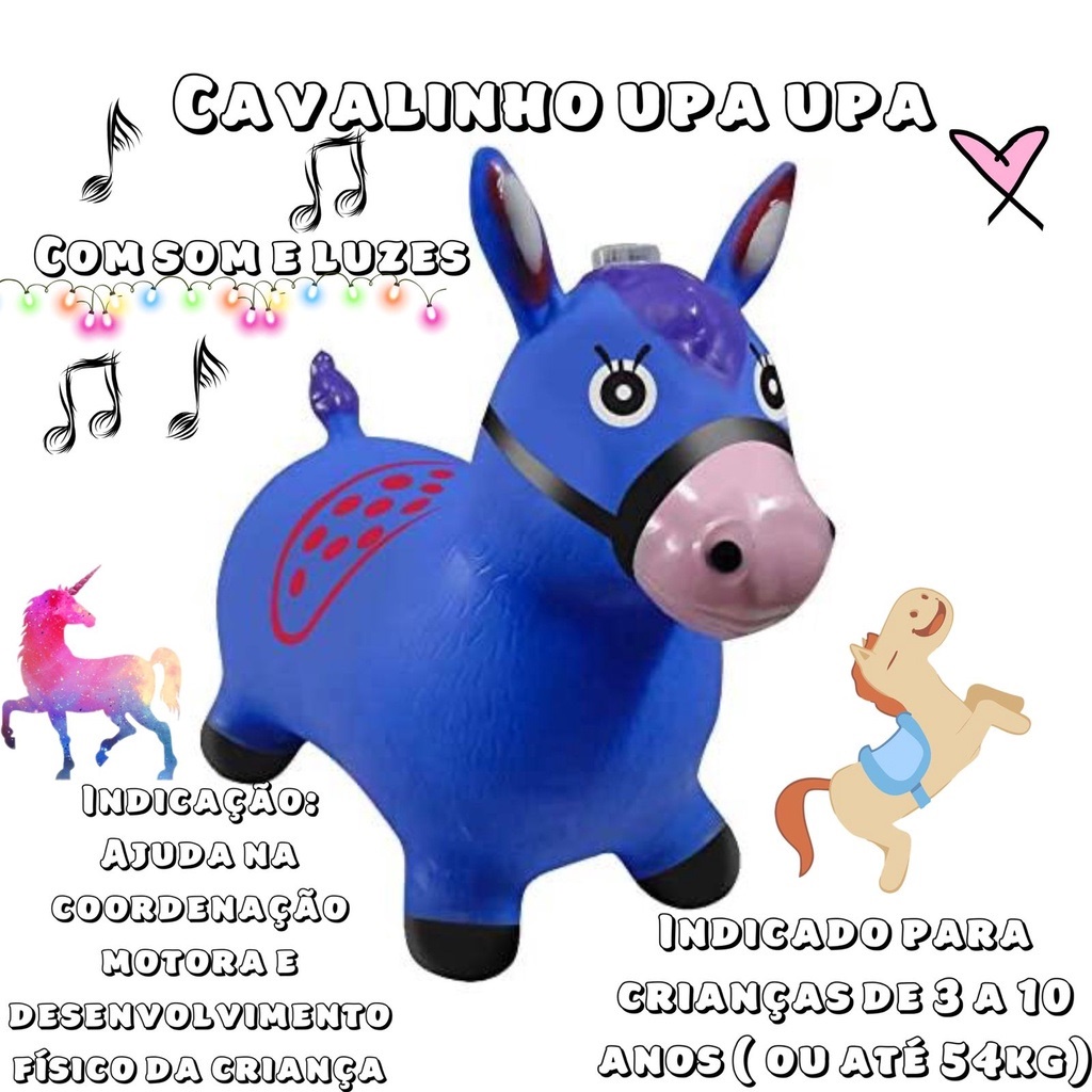 Cavalinho Upa Upa Inflavel Pula Pula Vinil C/ Som E Luz Brinquedo ...