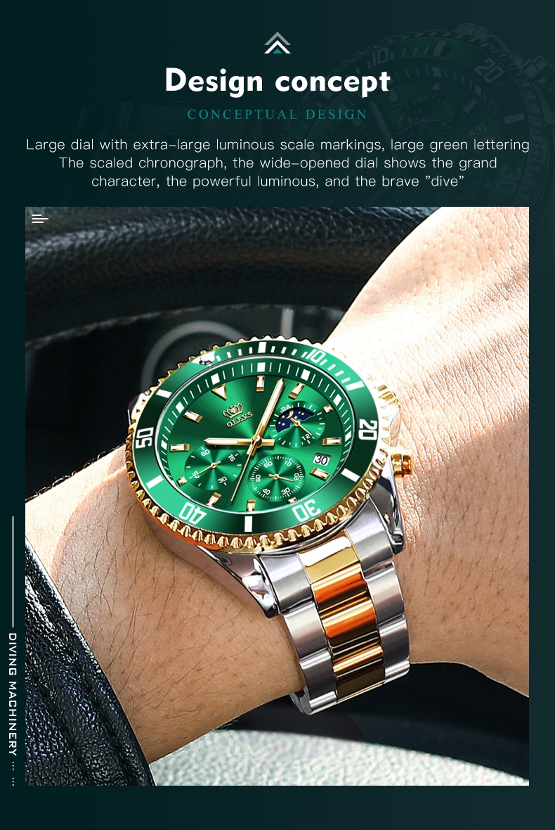 OLEVS 2870 Relogio Relógios Masculinos Luxo Prova Da água Original ...