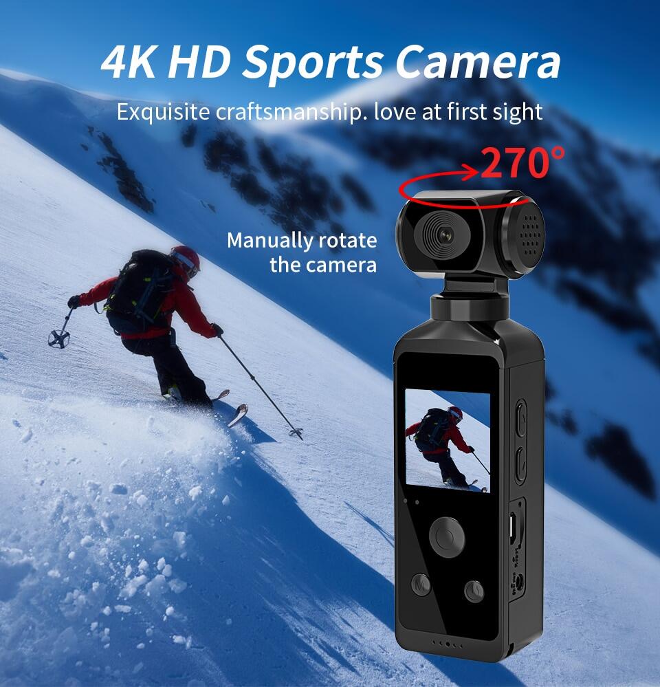 EKLEVA 4K Câmera De Ação Esportiva Bolso Cam 1.3 " HD Tela LCD 270 ...