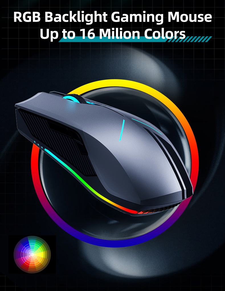 Machenike M7 Gen 2 Mouse com fio 2.4G sem fio de modo duplo para jogos RGB retroiluminado até ...
