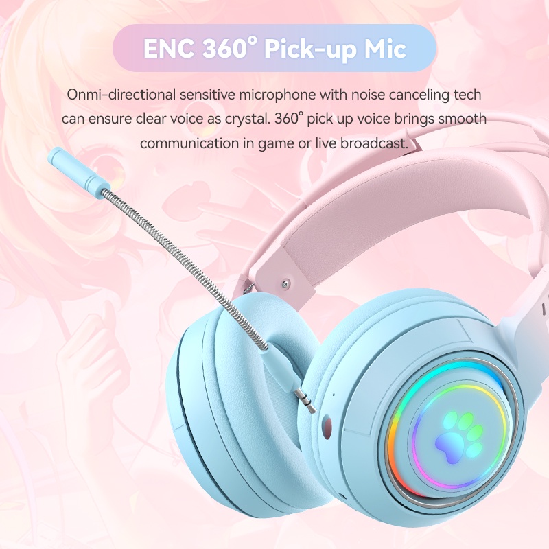 Cute Deer / Cat Ear Headphone Wireless hifi RGB Bluetooth 5.3 Kids ...