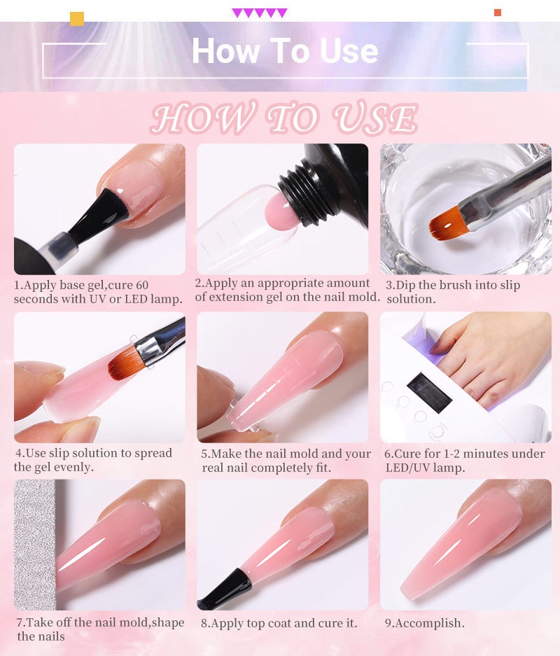 LILYCUTE Gel De Extensão Rápida Unhas Nude Pink Glitter Soak Off Semi Permanente Arte De ...