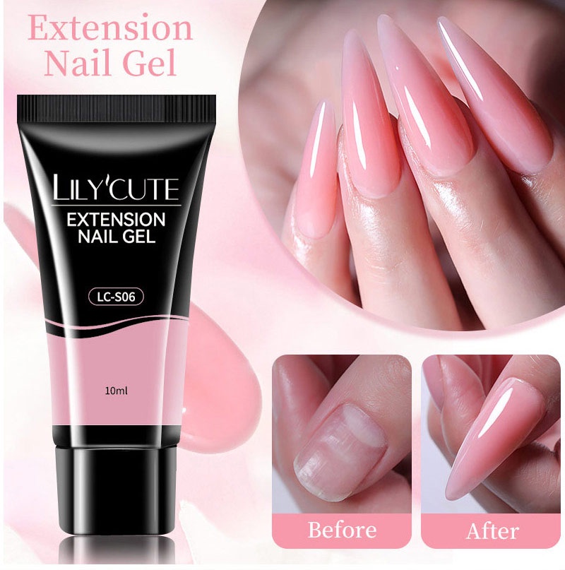 LILYCUTE Gel De Extensão Rápida Unhas Nude Pink Glitter Soak Off Semi Permanente Arte De ...