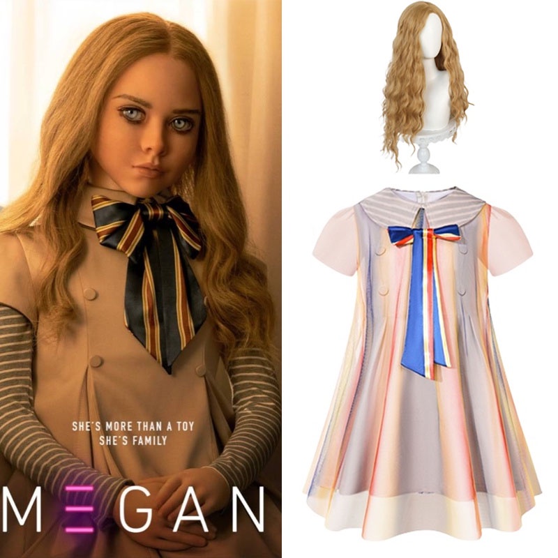 M3GAN Cosplay Costume Megan Dress AI Doll Robots Girls Pajama With Wig ...