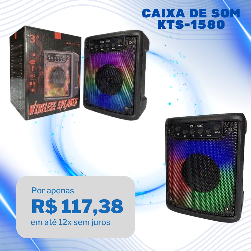 Caixinha de Som Bluetooth RGB LED KTS-1580 | Shopee Brasil